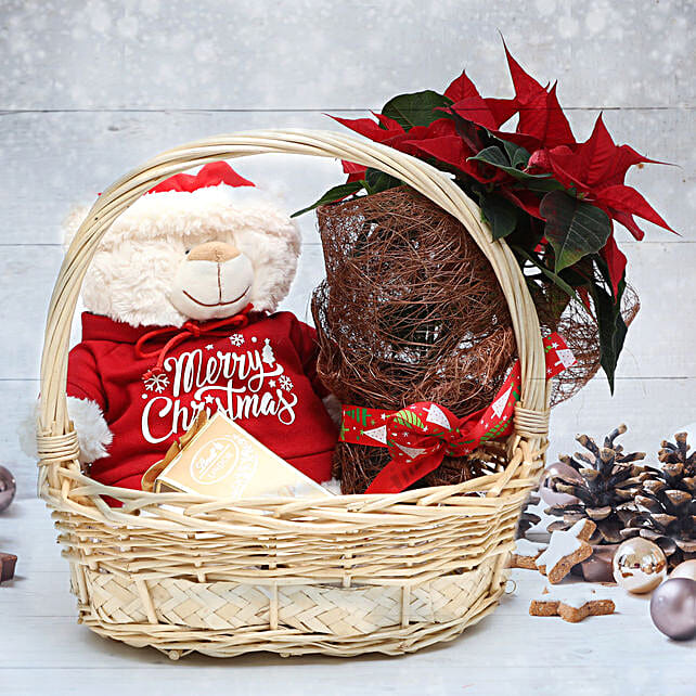 Fluffy Merry Christmas Basket uae | Gift Fluffy Merry Christmas Basket- FNP
