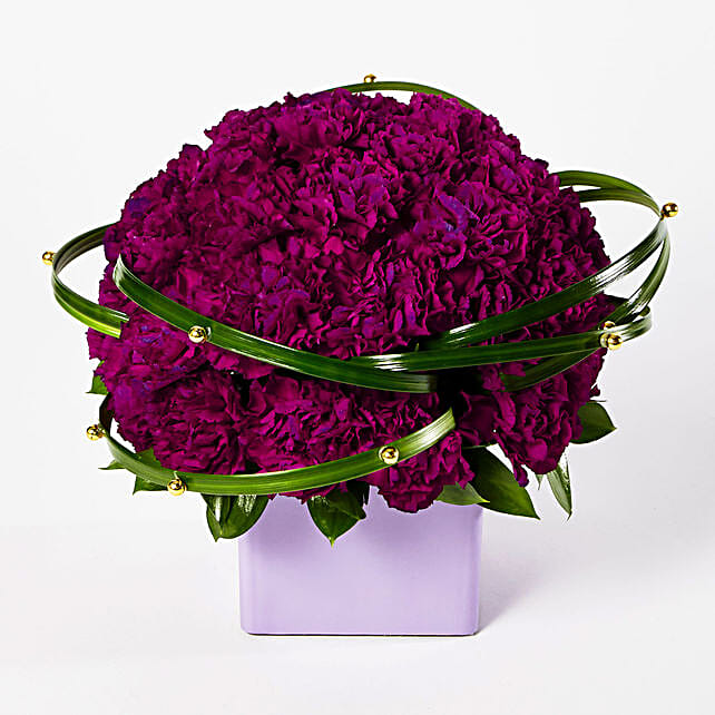 Premium Dark Purple Carnations Arrangement uae | Gift Premium Dark ...