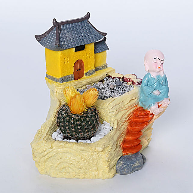 Cactus in Monk Planter uae | Gift Cactus in Monk Planter- FNP
