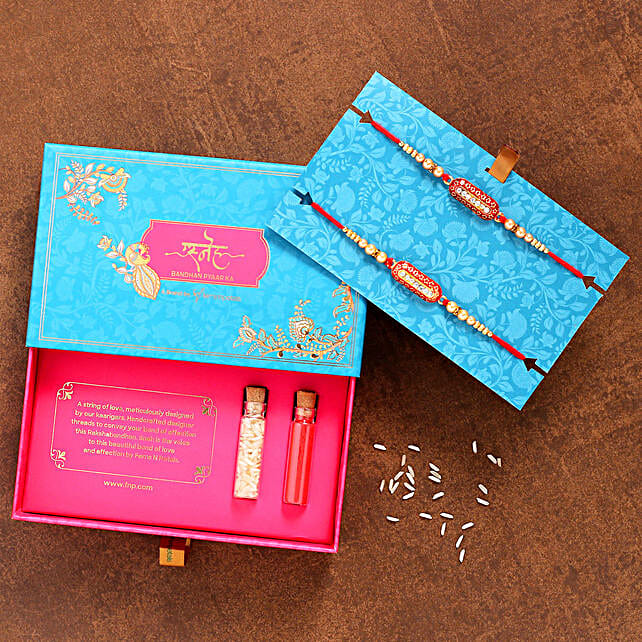 Ethnic Capsule Style Set of 2 Rakhi uae | Gift Ethnic Capsule Style Set ...