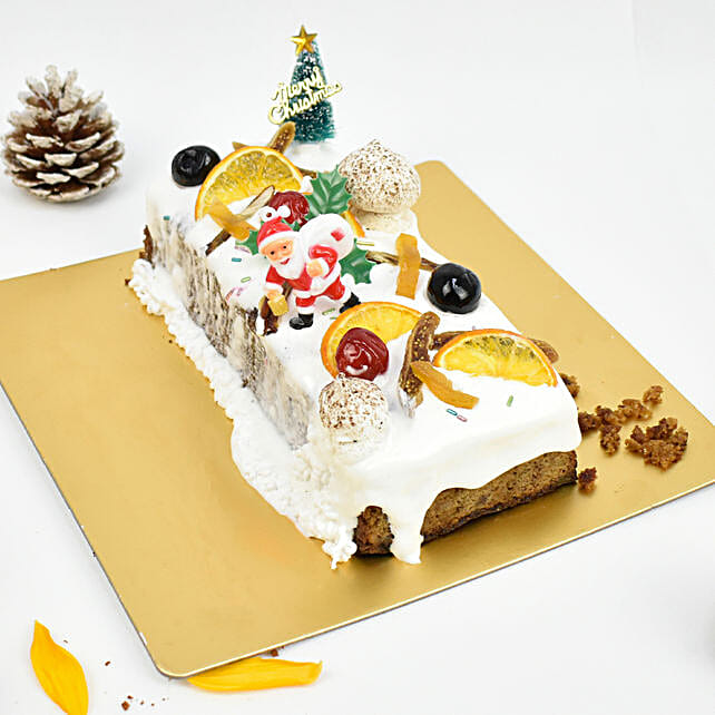 Loaf Cake with Christmas Decorations uae | Gift Loaf Cake with ...