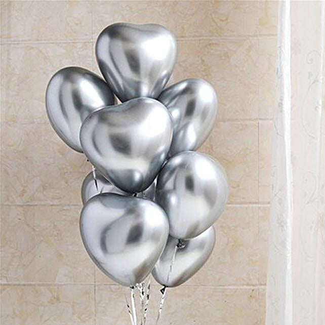 Silver Heart Shaped Chrome Balloons uae | Gift Silver Heart Shaped ...