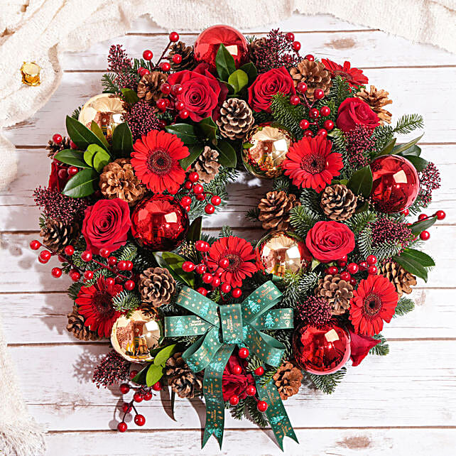Bright Festive Flowers Wreath uae | Gift Bright Festive Flowers Wreath- FNP