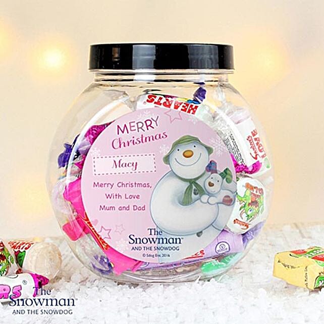 Personalised Snowman Sweets Jar uk | Gift Personalised Snowman Sweets ...