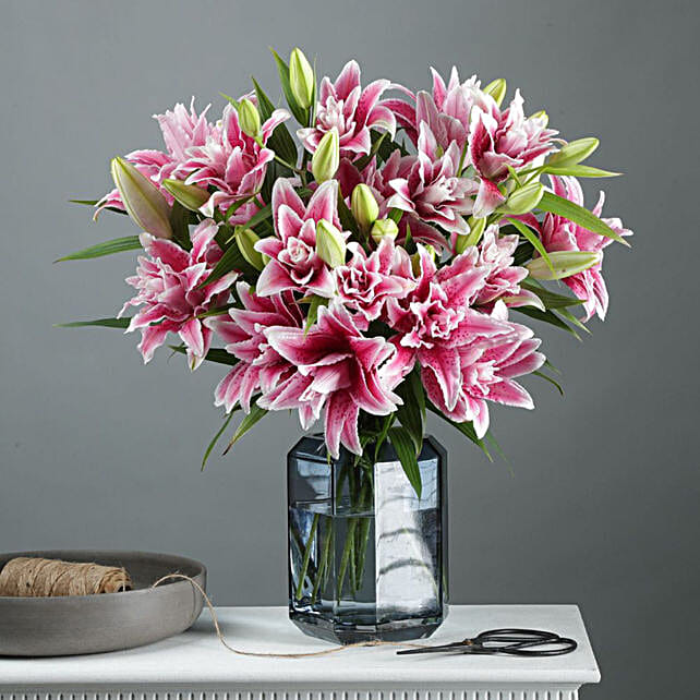 Pink Oriental Double Lilies Bouquet uk | Gift Pink Oriental Double ...