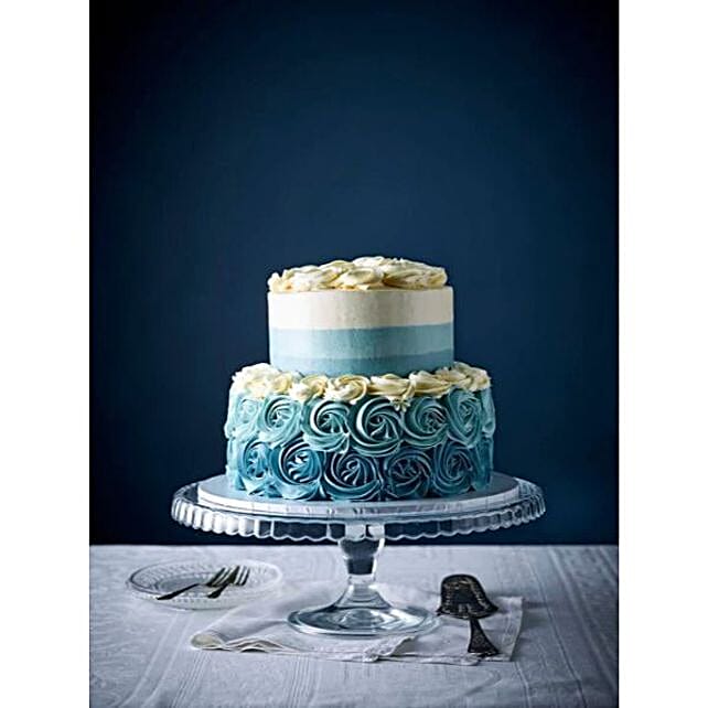 Blue Ombre Rosette Cake uk | Gift Blue Ombre Rosette Cake- FNP