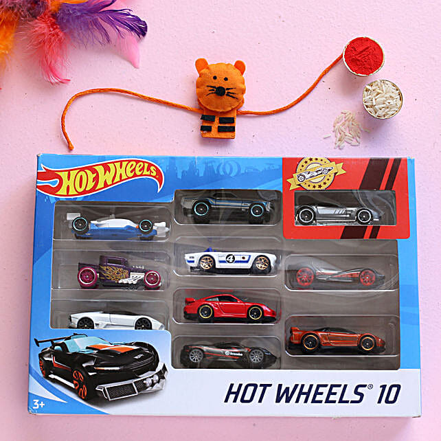 Tiger Finger Puppet Rakhi And Hot Wheels Car Set Exp uk | Gift Tiger ...