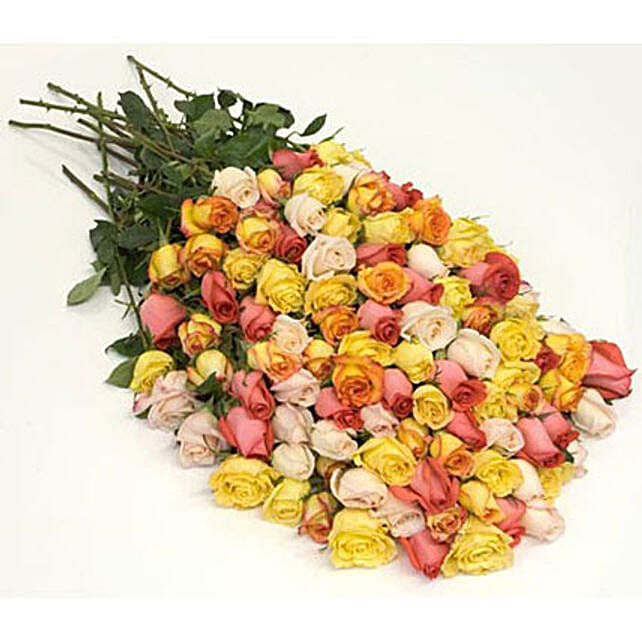 100 Long Stem Assorted Roses usa | Gift 100 Long Stem Assorted Roses- FNP
