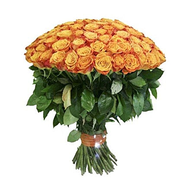 100 Long Stem Orange Roses usa | Gift 100 Long Stem Orange Roses- FNP