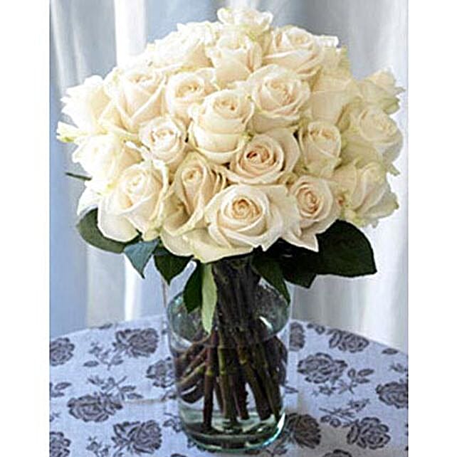 25 Long Stem White Roses usa | Gift 25 Long Stem White Roses- FNP