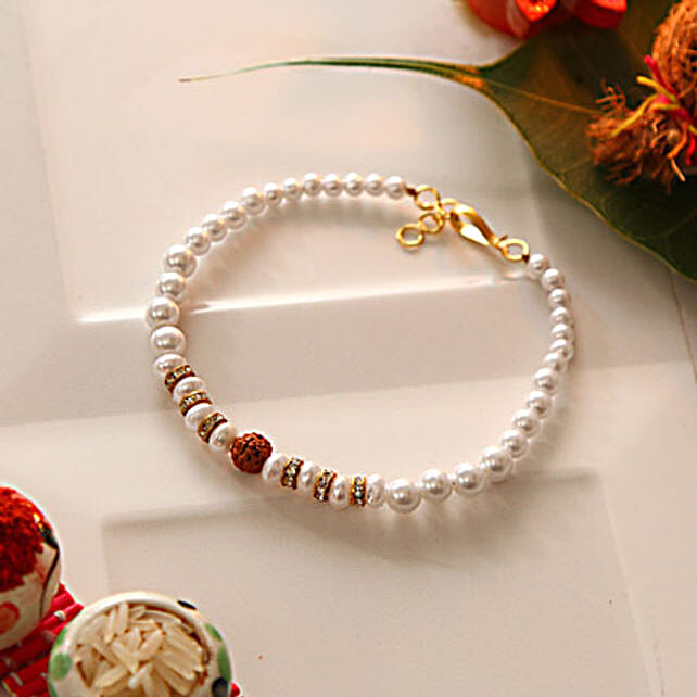 Attractive Pearl Beaded Bracelet Rakhi usa | Gift Attractive Pearl ...