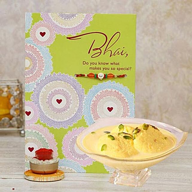 Rasmalai With Rakhi usa | Gift Rasmalai With Rakhi- FNP