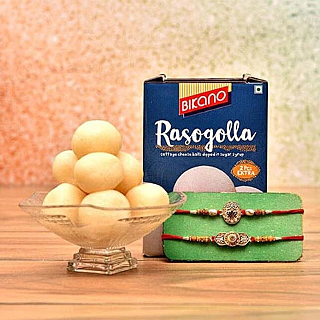 Rasgulla With Set Of 2 Rakhi usa | Gift Rasgulla With Set Of 2 Rakhi- FNP
