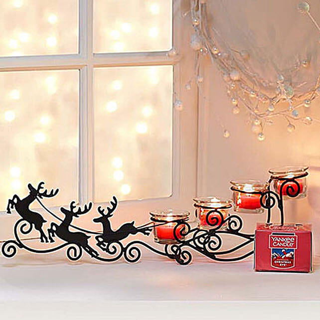 Reindeer Sleigh Tea Light Set usa | Gift Reindeer Sleigh Tea Light Set- FNP
