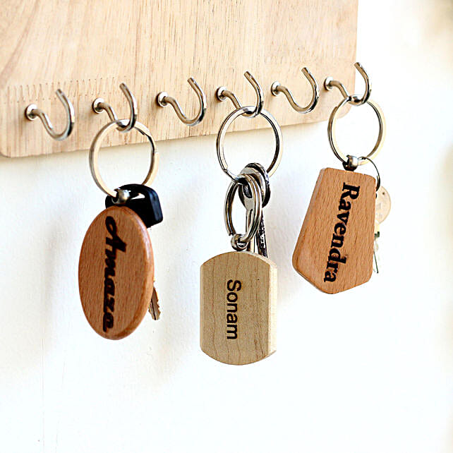 Engraved Wooden Key Chains Personalised Set of 3 usa | Gift Engraved ...