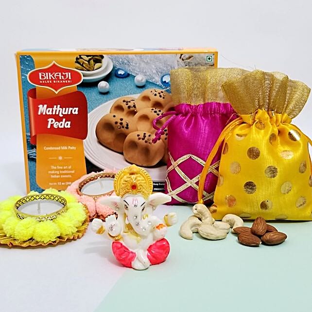 Ganesha With Peda And Dry Fruits For Diwali usa | Gift Ganesha With ...