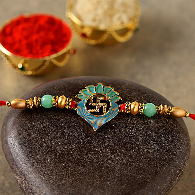 Blue Swastika Rakhi usa | Gift Blue Swastika Rakhi- FNP