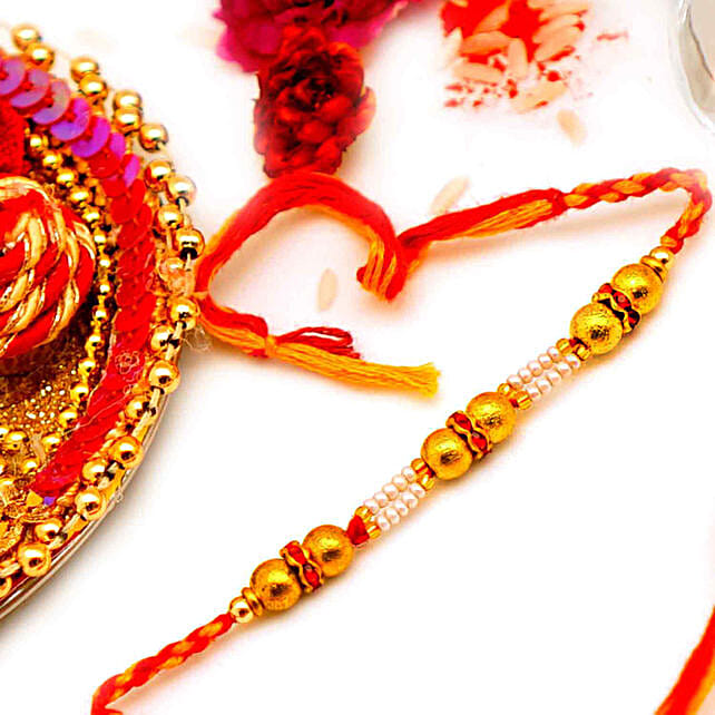 Traditional Golden Beaded Rakhi usa | Gift Traditional Golden Beaded ...