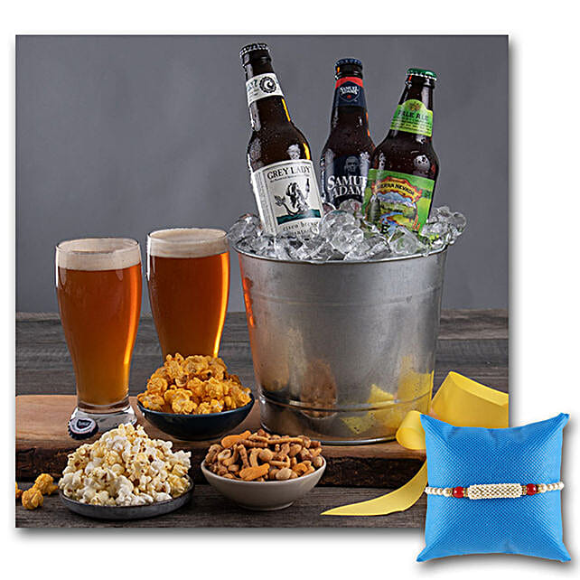 Microbrew Beer Bucket Basket 3 Beers With Rakhi usa | Gift Microbrew ...