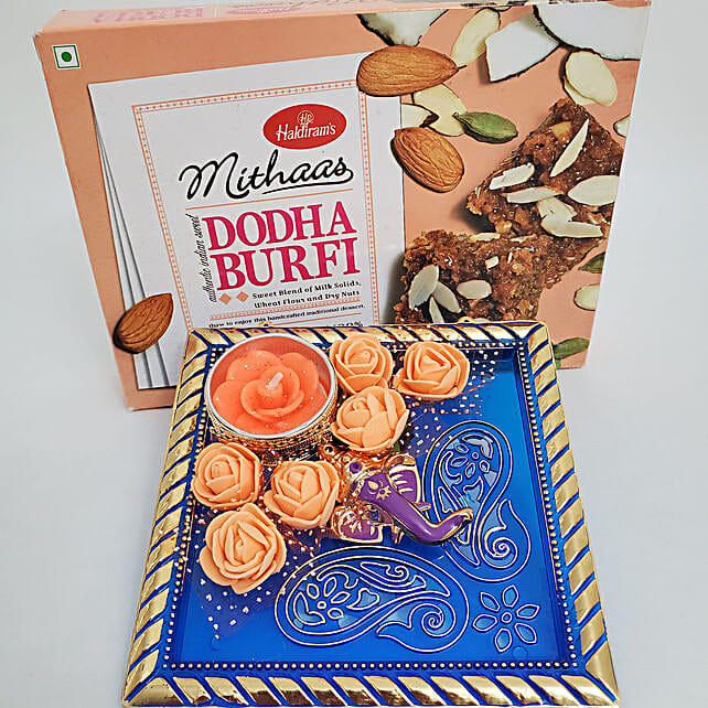 Vadilal Dhoda Burfi And Designer Tealight Candle usa | Gift Vadilal ...