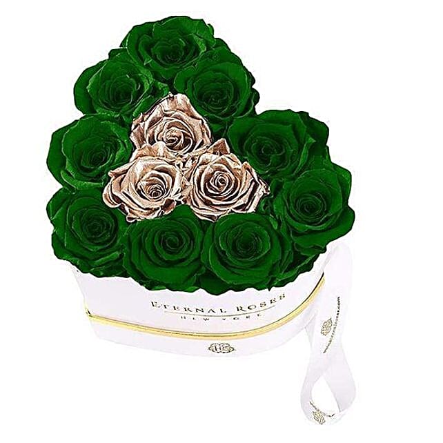 Emerald And Gold Eternal Rose Arrangement usa | Gift Emerald And Gold ...