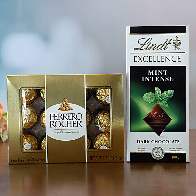 Ferrero Rocher And Lindt Mint Intense Chocolate Combo usa | Gift ...