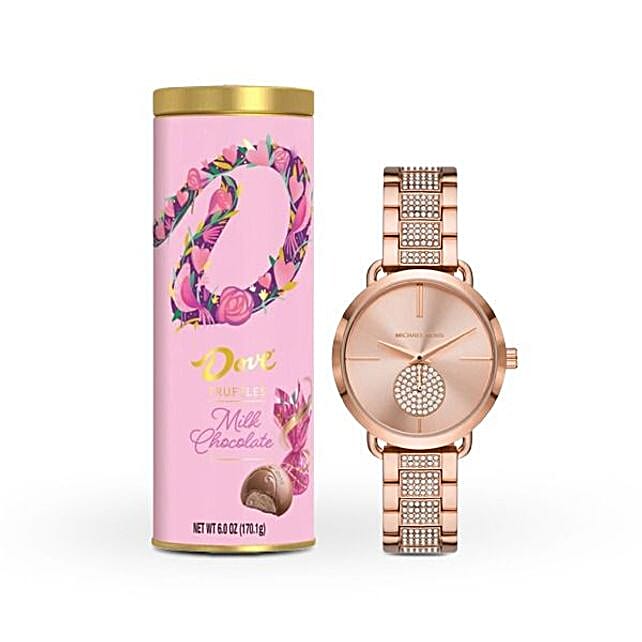 Michael Kors Womens Portia Watch And Dove Chocolates usa | Gift Michael ...