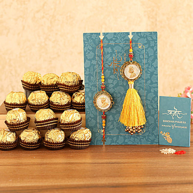 Silver Coin Premium Lumba Rakhi Set With 12 Pcs Ferrero Rocher Exp usa ...