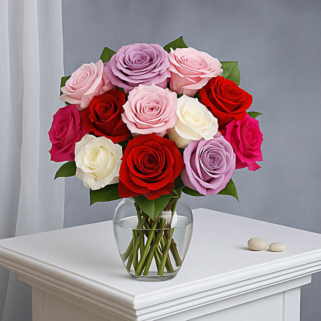 One Dozen Assorted Sweetheart Roses usa | Gift One Dozen Assorted ...