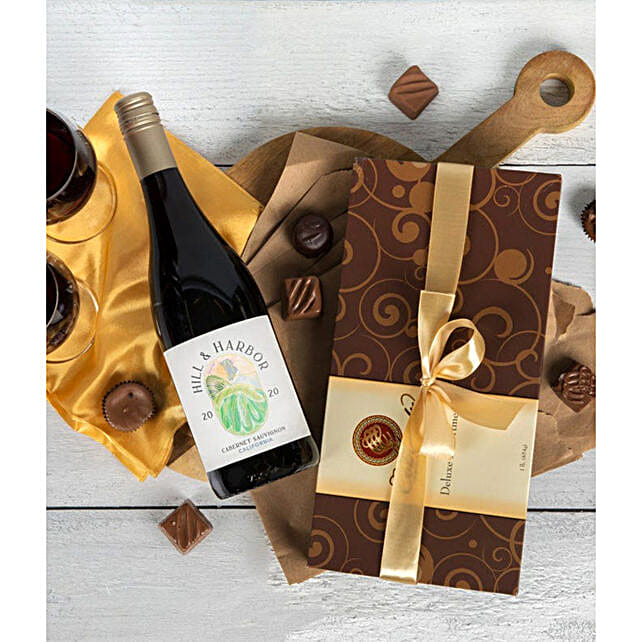 Red Wine N Gourmet Chocolates Gift Box usa | Gift Red Wine N Gourmet ...