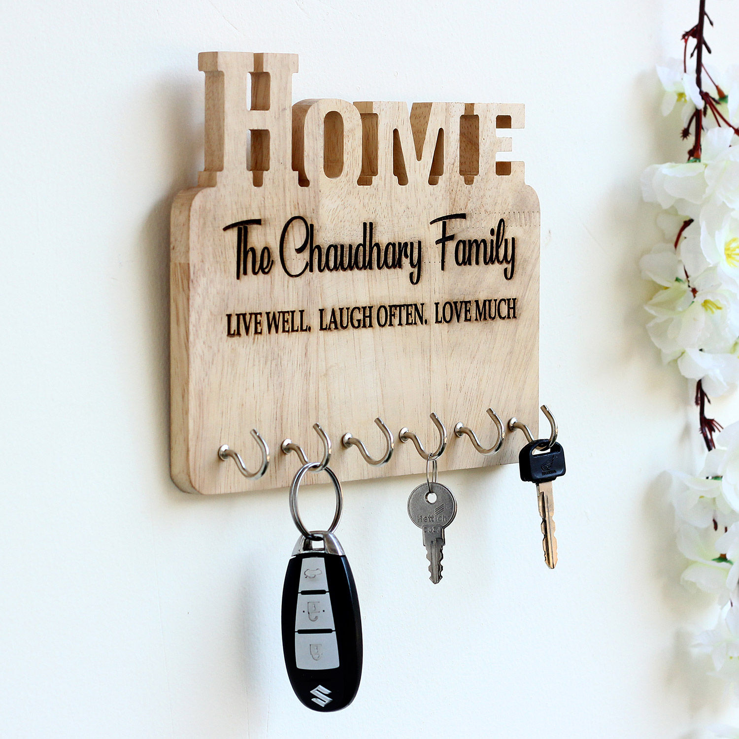 Buy/Send Personalised Engraved Wooden Key Holder Online- Ferns N Petals