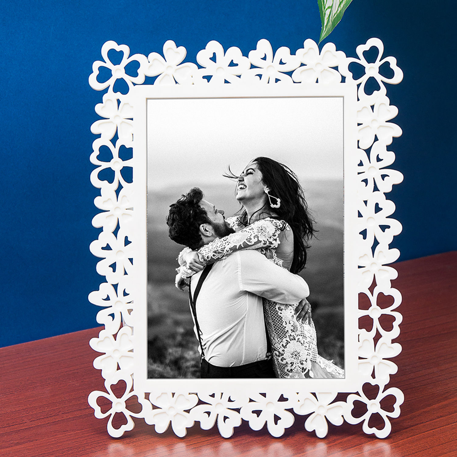 Buy/Send White Floral Photo Frame Online- Ferns N Petals