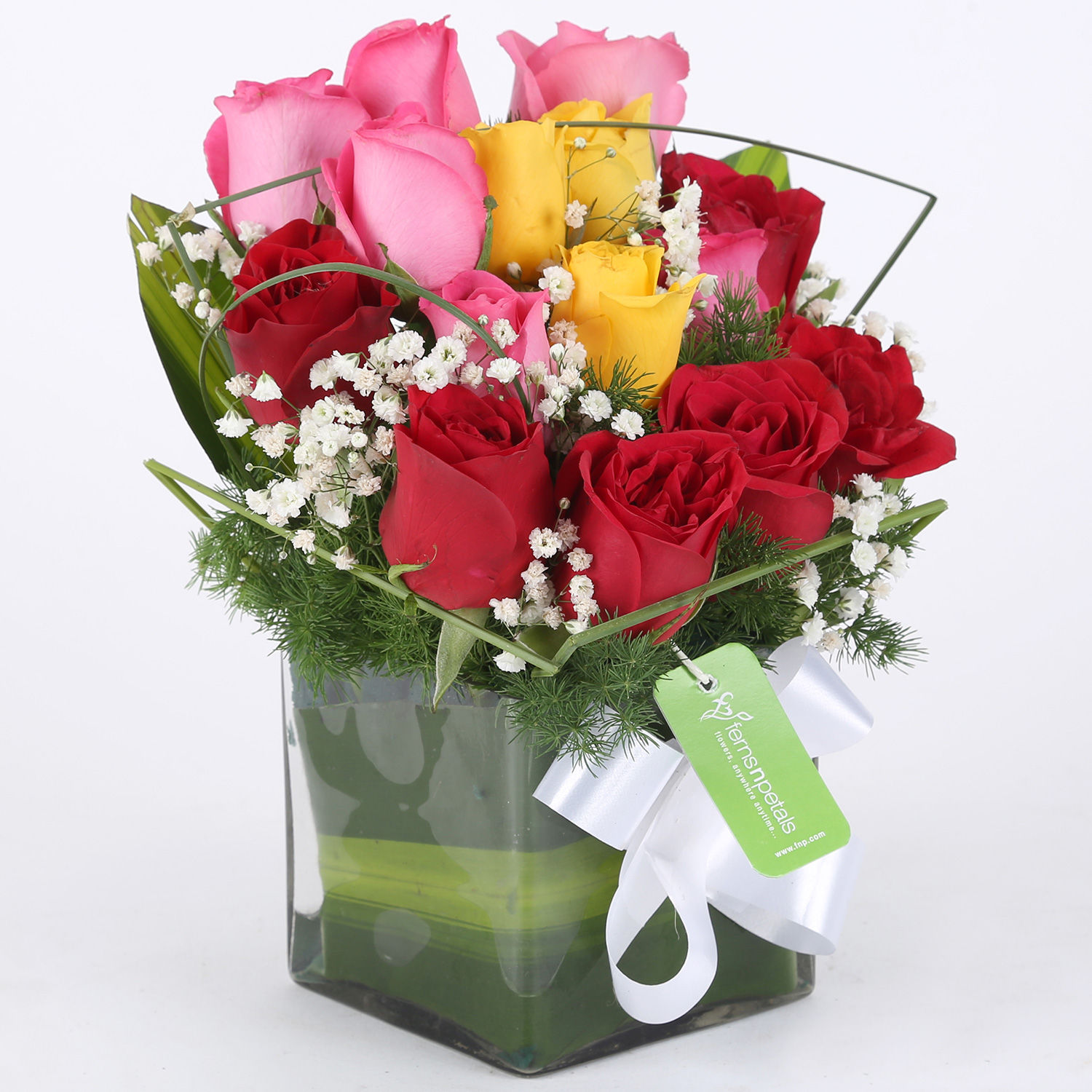 Buy/Send Beautiful Mixed Roses Vase Arrangement Online- Ferns N Petals