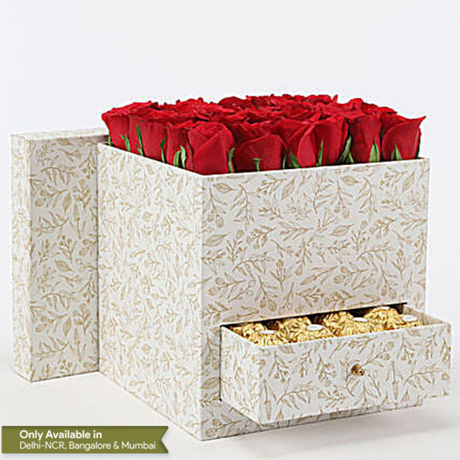 Buy/Send Stylish Box Of Red Roses & Chocolates Online- Ferns N Petals