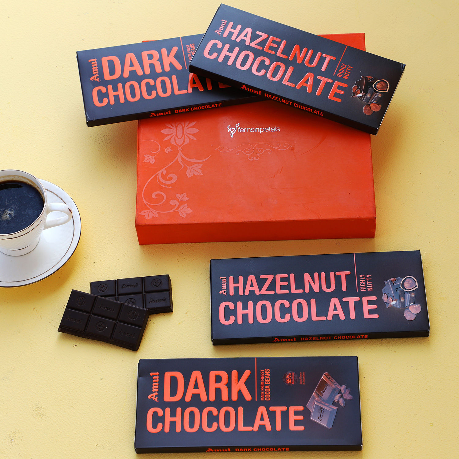 Buy/Send Delicious Amul Chocolate Bars Orange Box Online- Ferns N Petals