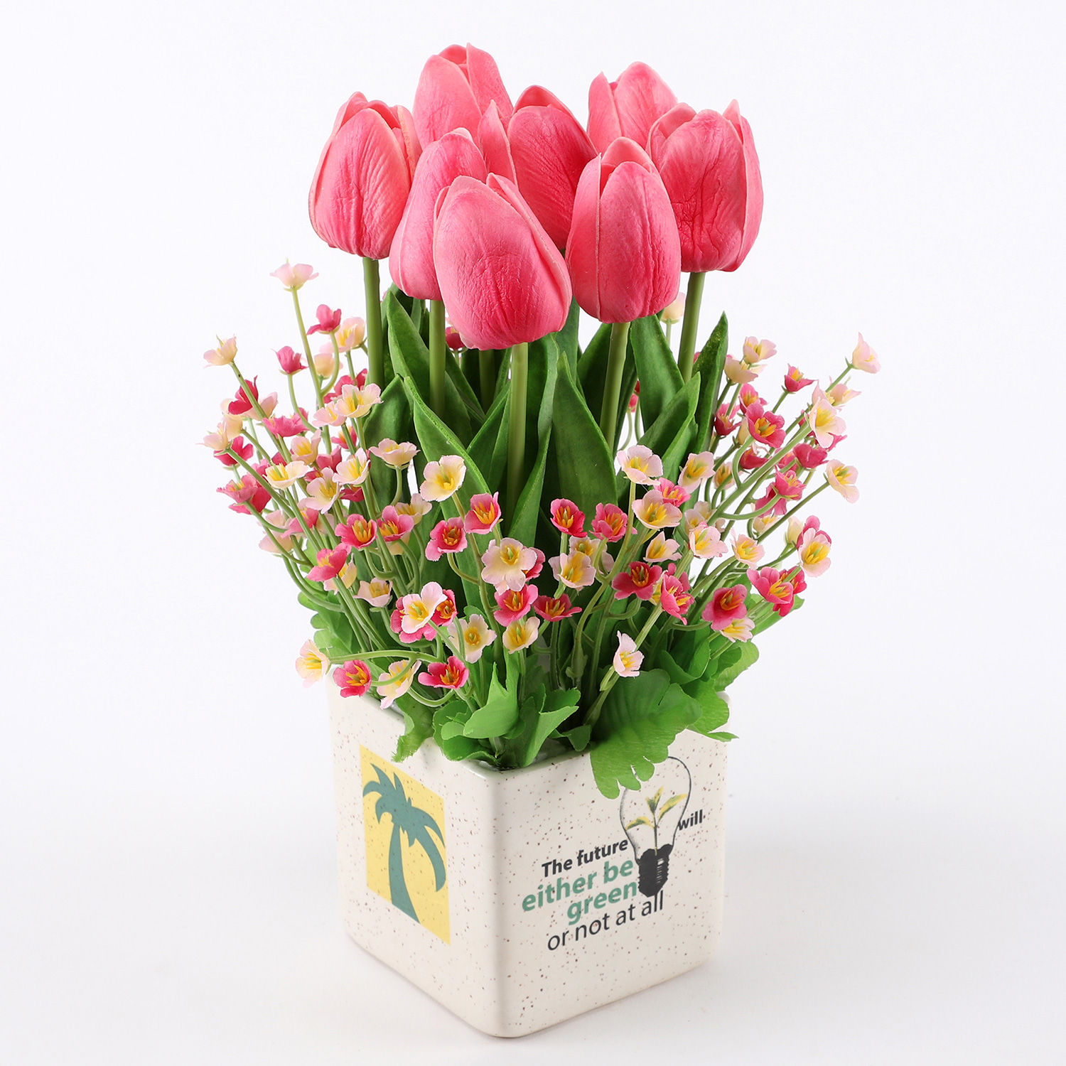 Buy/Send Artificial Pink Tulips & Gypsophila Online- Ferns N Petals