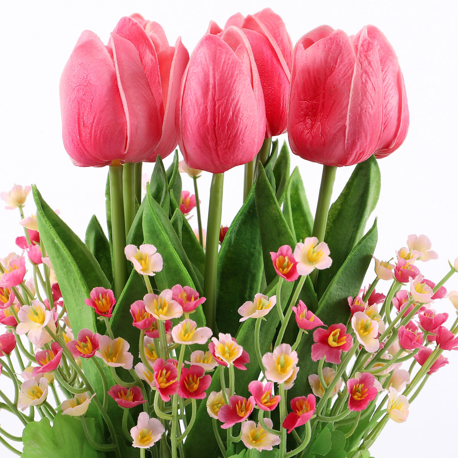 Buy/Send Artificial Pink Tulips & Gypsophila Online- Ferns N Petals