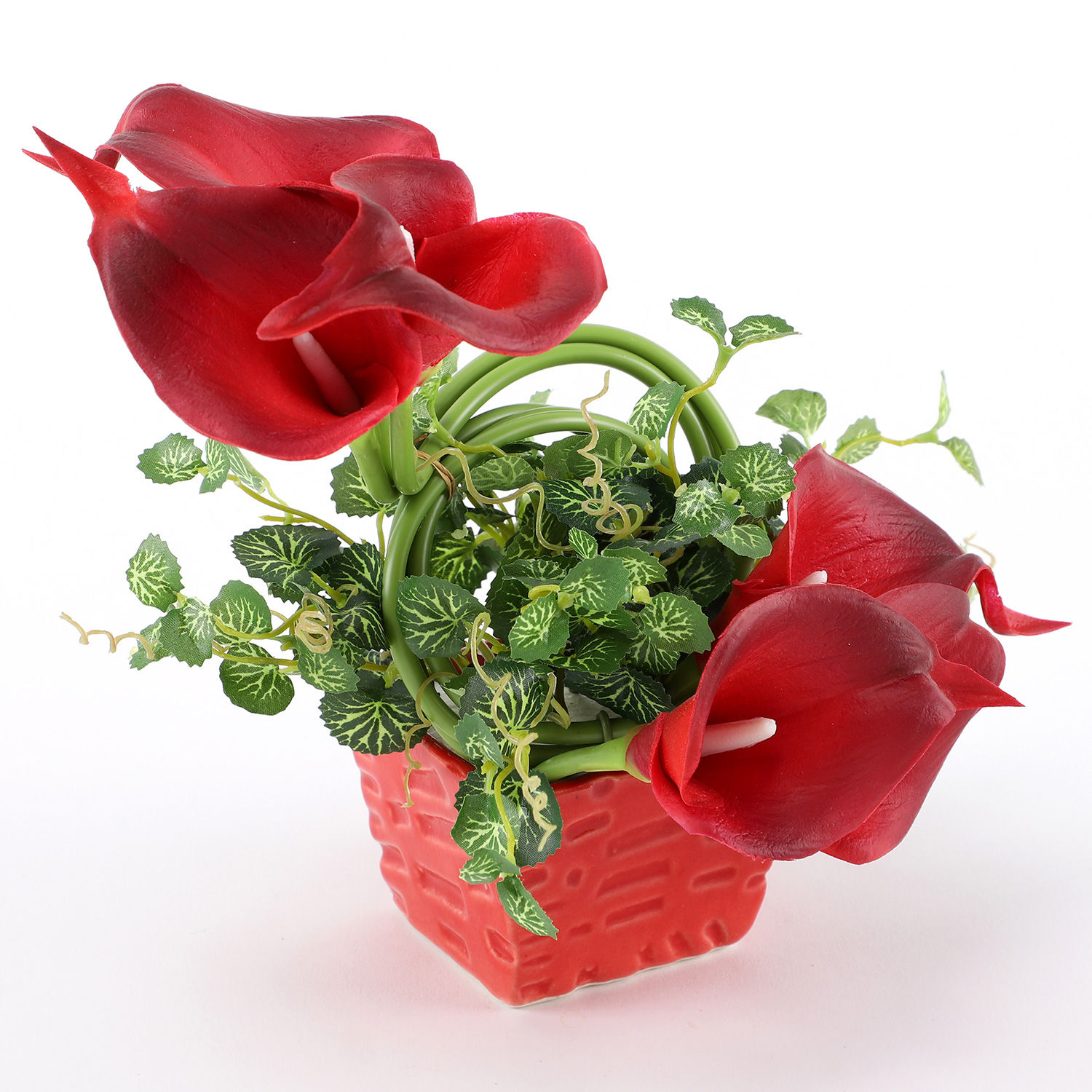 Buy/Send Artificial Red Calla Lilies In Red Pot Online- Ferns N Petals