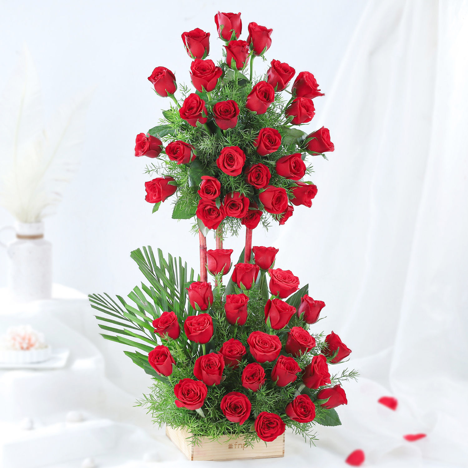 Buy/Send Romantic 50 Roses Basket Arrangement Online- Ferns N Petals