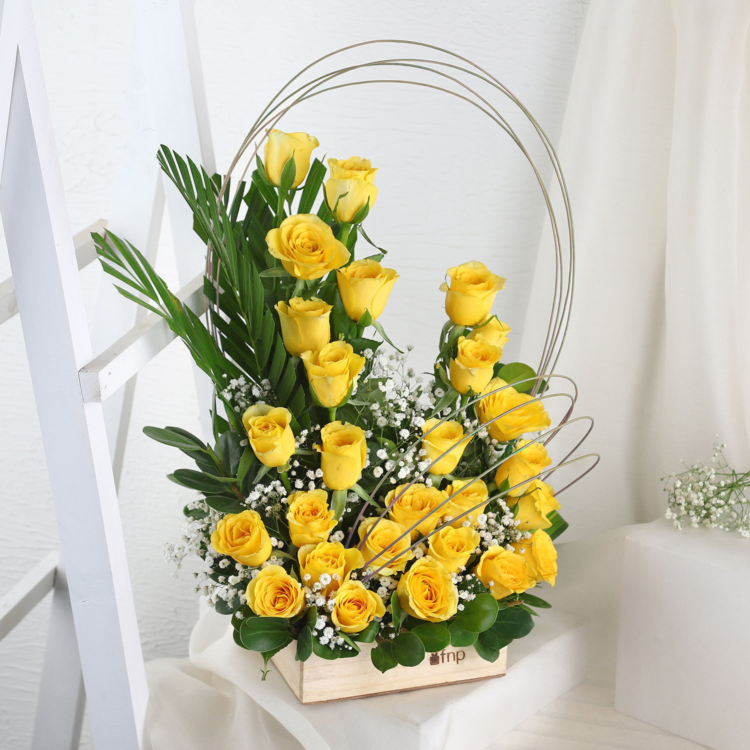 Buy/Send Yellow Roses Basket Arrangement Online- Ferns N Petals