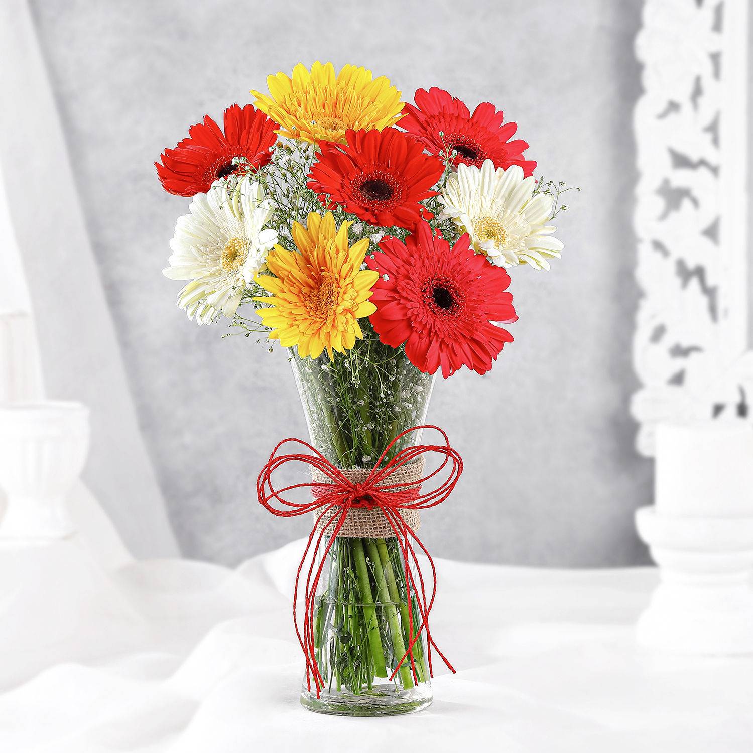 Buy/Send Mixed Brilliance Gerbera Vase Online- Ferns N Petals