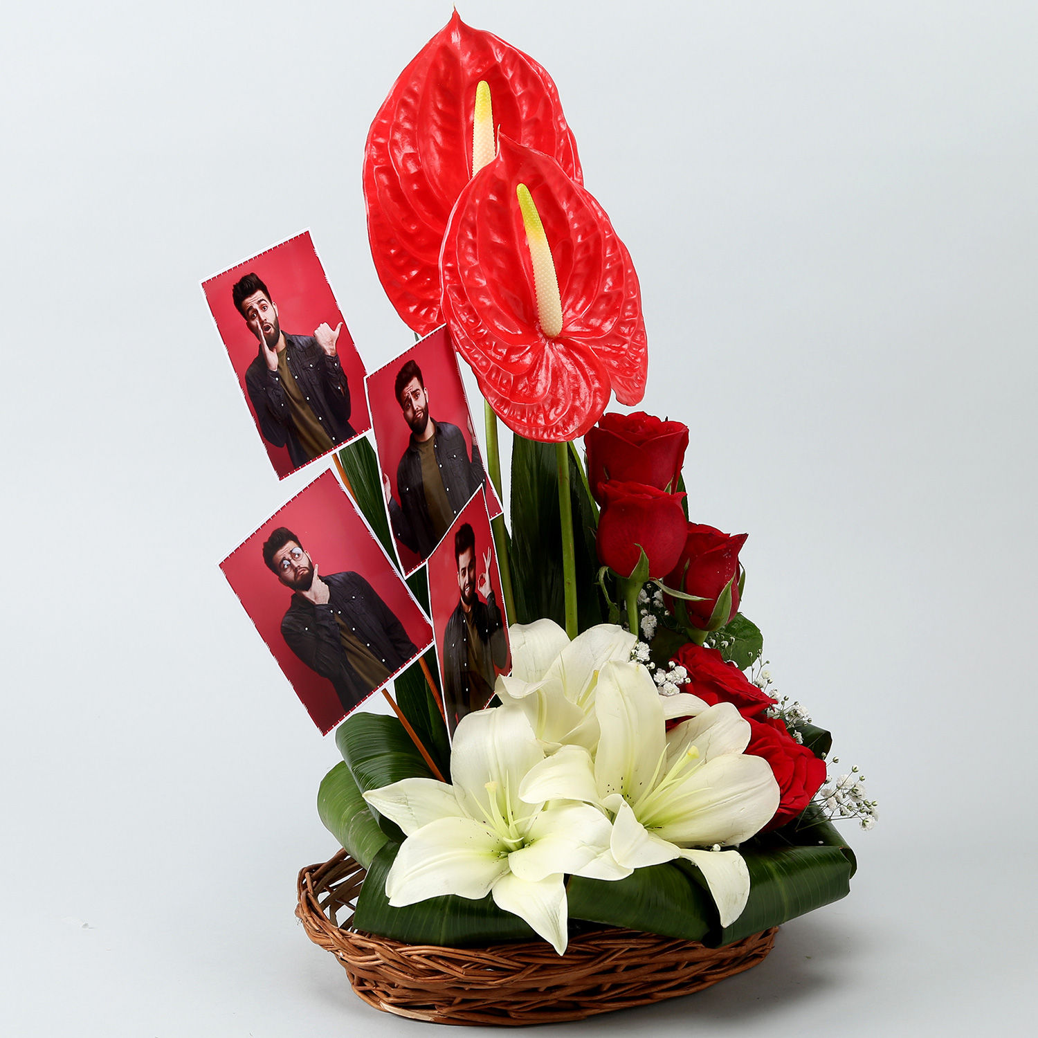Buy/Send Red Anthurium & Mixed Flowers Personalised Arrangement Online ...