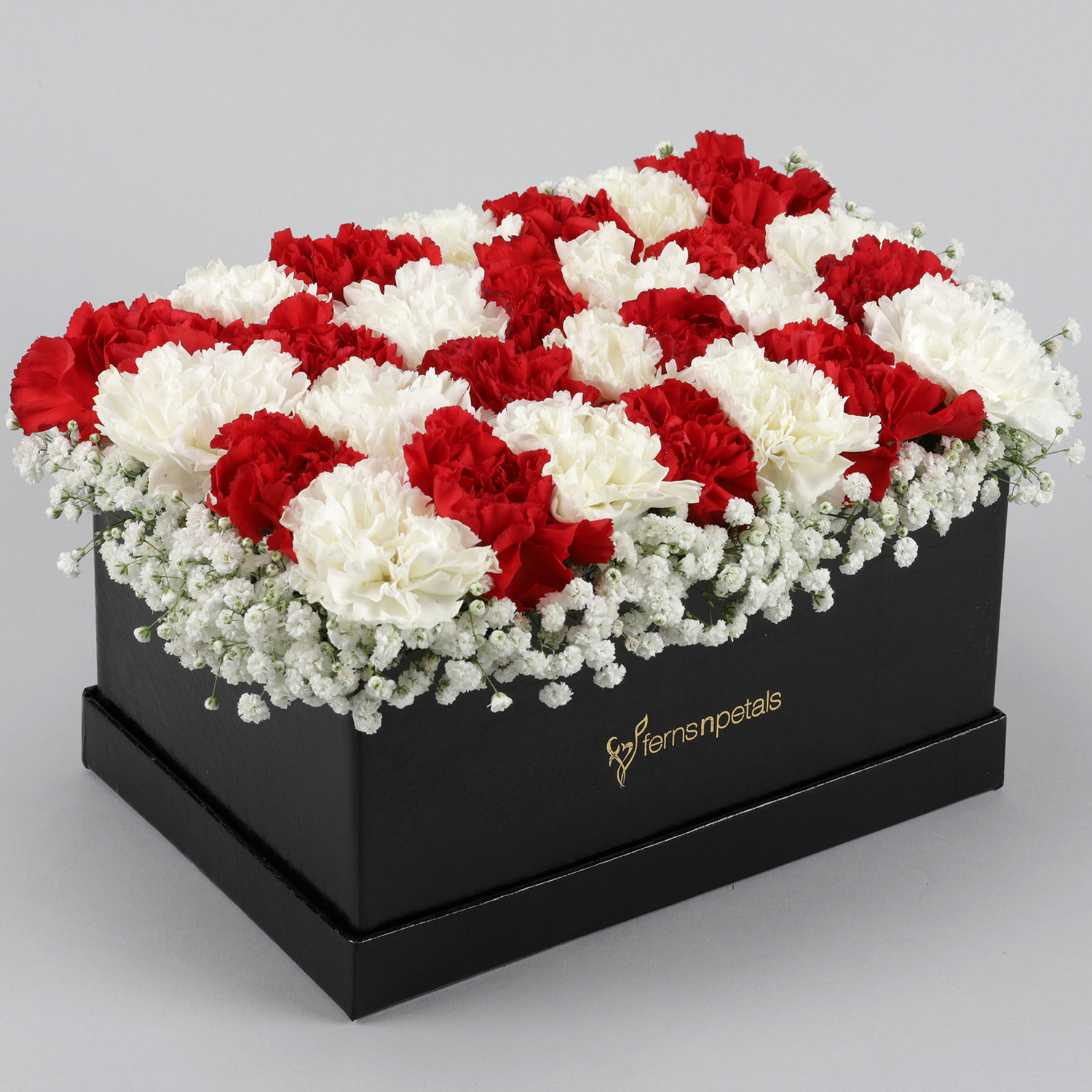 Buy/Send White & Red Carnations Arrangement Online- Ferns N Petals