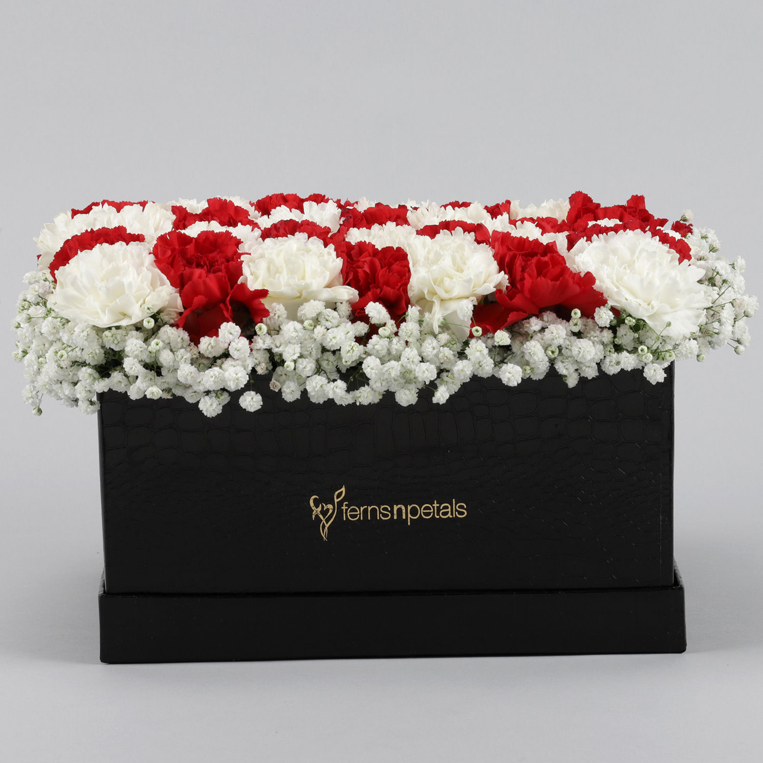 Buy/Send White & Red Carnations Arrangement Online- Ferns N Petals