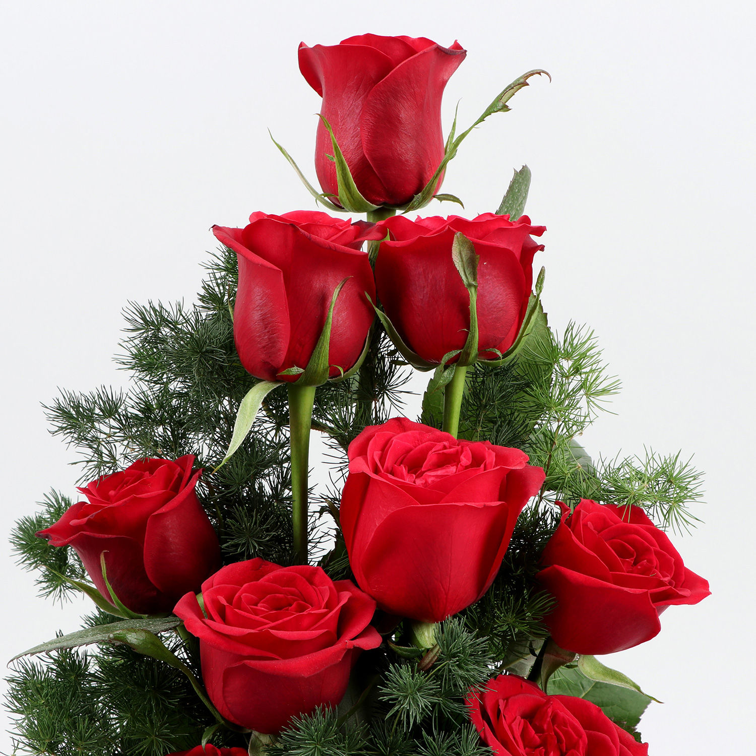 Buy/Send Bunch Of 10 Red Roses In Love You Sticker Vase Online- Ferns N ...