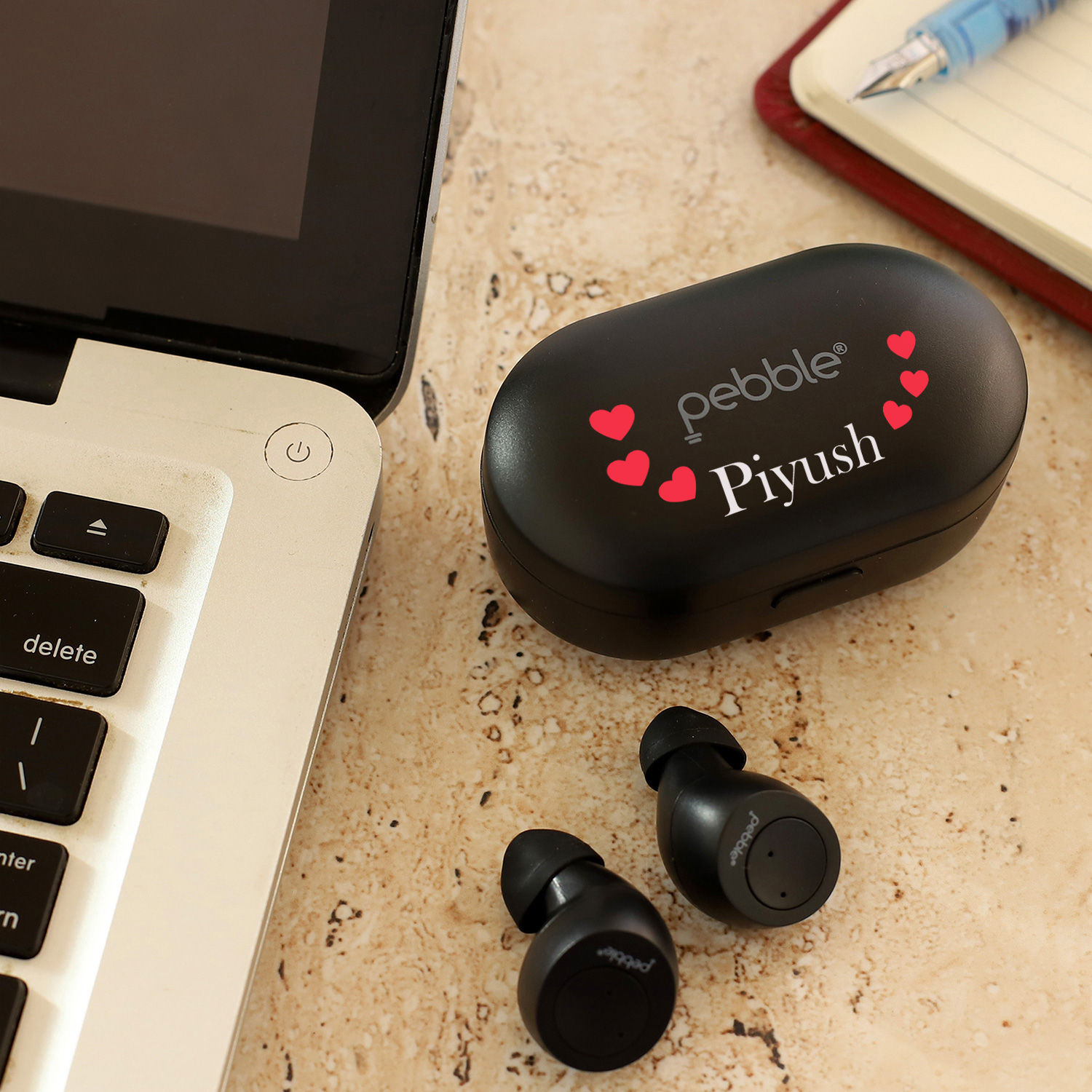 Buy/Send Personalised Pebble Twins Deep Bass Wireless earbuds Online ...