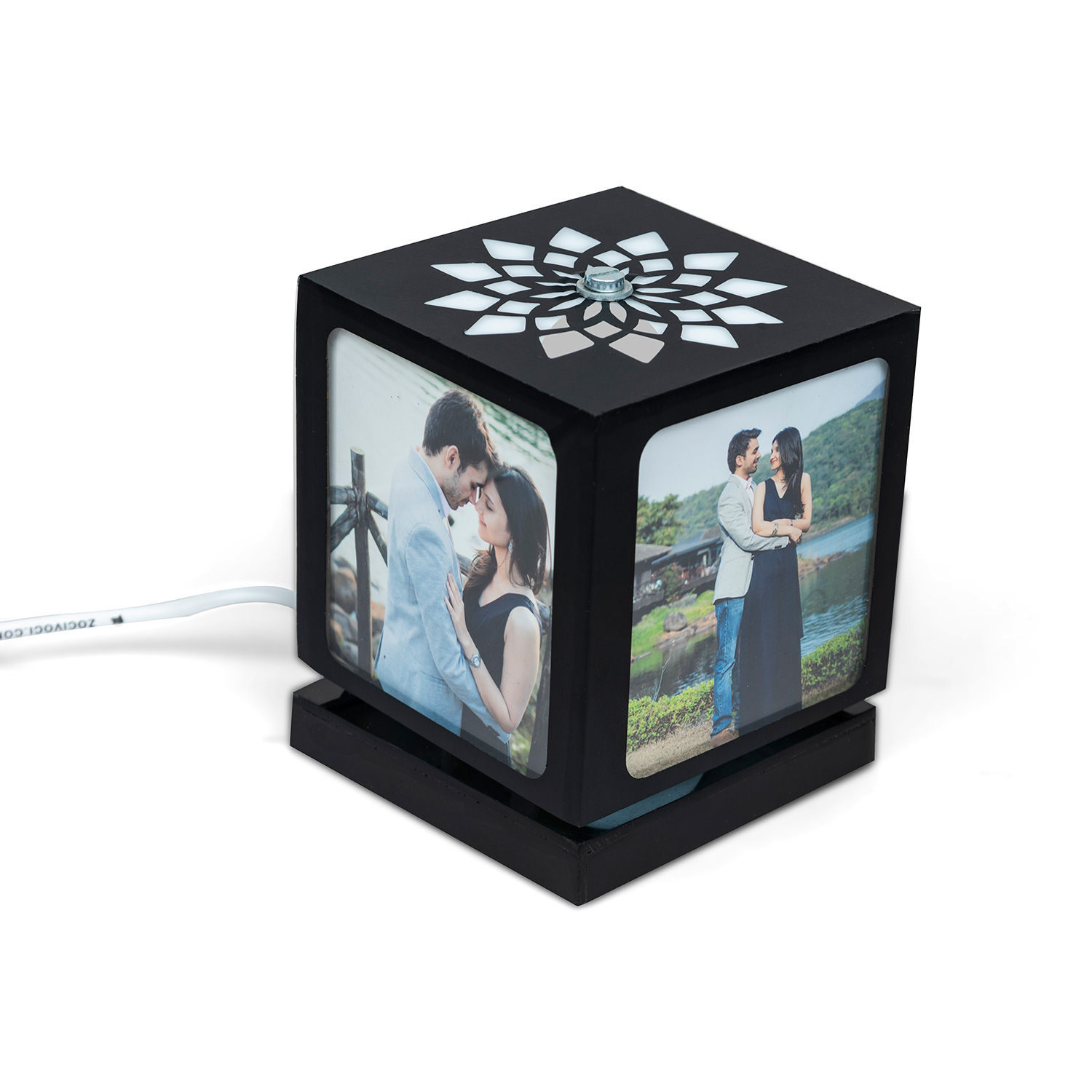 Buy/Send Personalised Floral Top Rotating Photo Lamp Online- Ferns N Petals